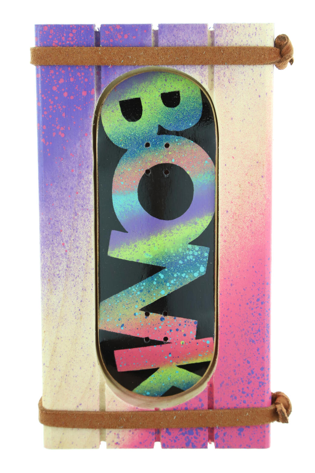 Bonk - Black Multi Colour Logo Fingerboard Deck (34mm) | Skull Fingerboards