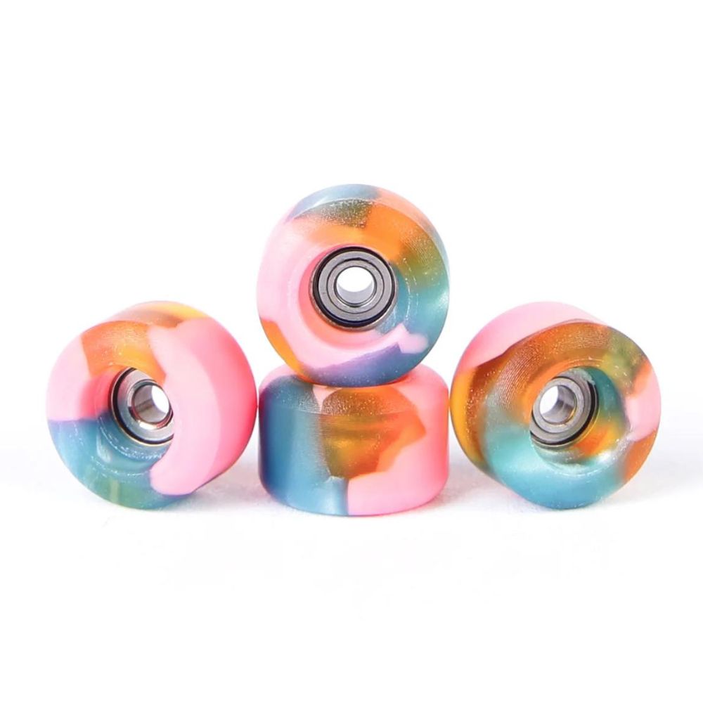 Obsius - Pink/Green Urethane Wheels (75D Street Shape) | Skull Fingerboards