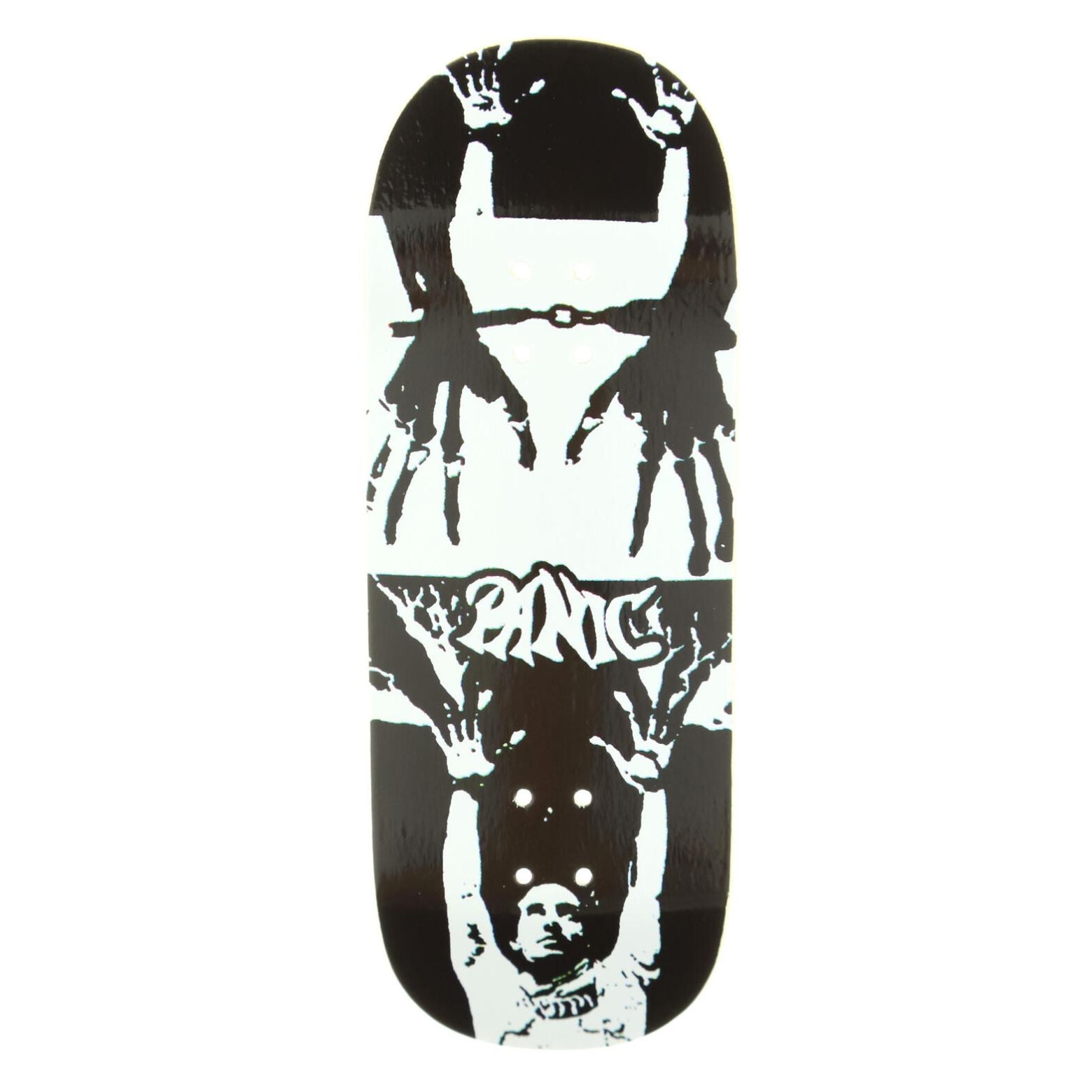 Panic - Black & White Graphic Deck | Skull Fingerboards