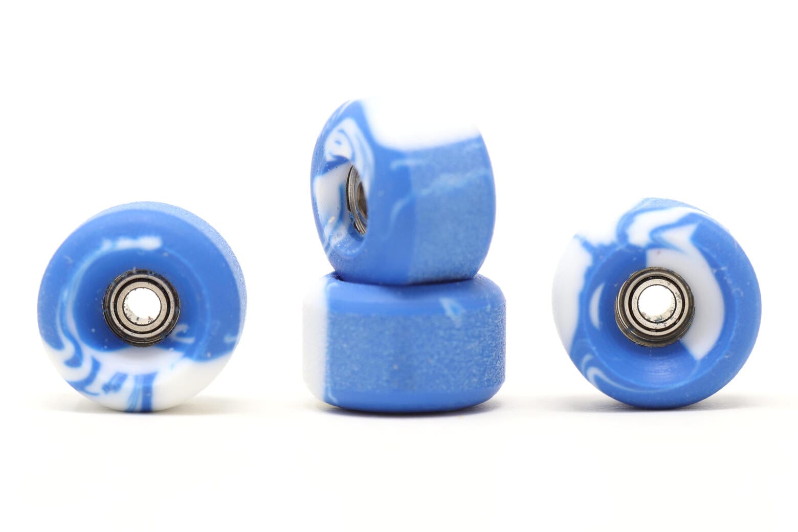 DK - Blue/White Swirl Urethane Wheels (Bowl Shape) | Skull Fingerboards