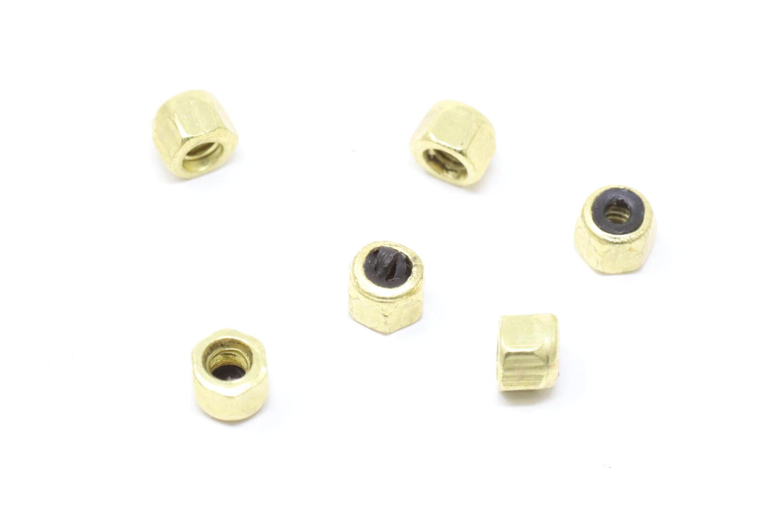 Skull Lock Nuts - Brass (6 Pack)